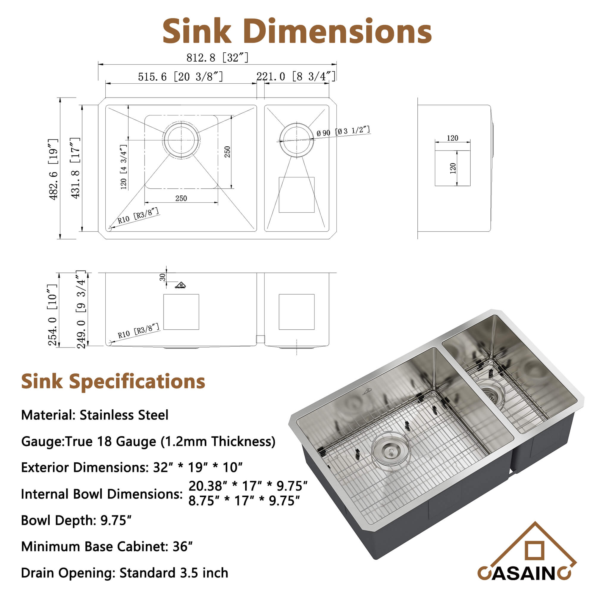 double sink dimensions