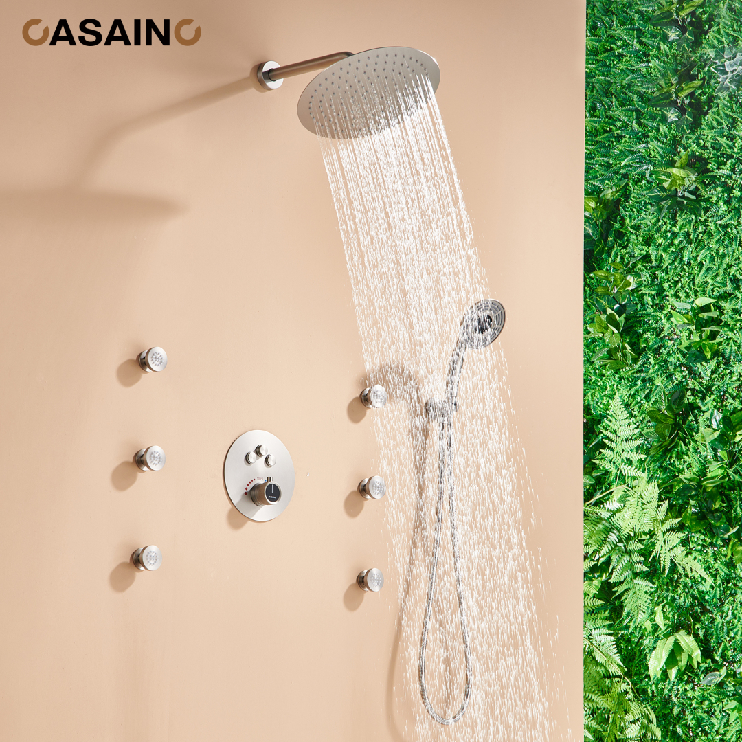 12" Wall Mount Luxury Shower System with Thermostatic & Digital Display