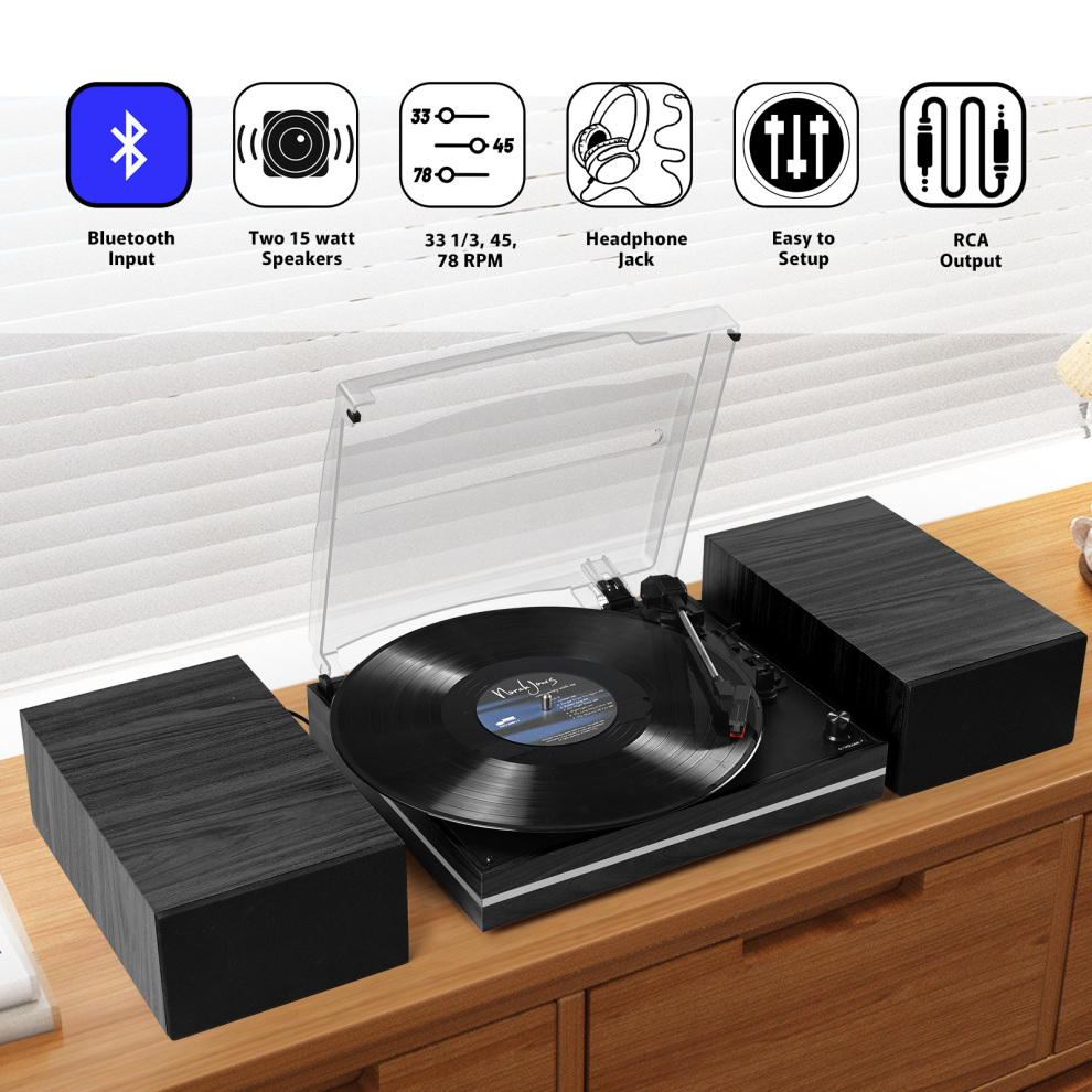 Retrolife R612 Bluetooth Turntable HiFiSystem with External Bookshelf ...