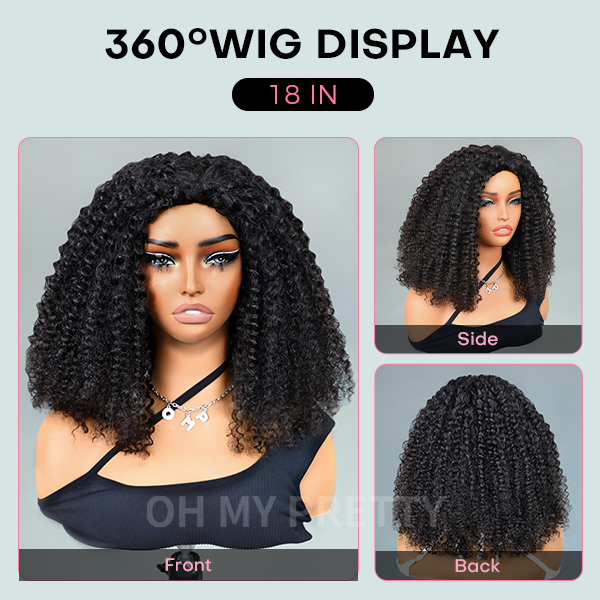 OhMyPretty Wear Go Half Wig 3 IN 1 Kinky X Flip Over Wig For Beginner ...