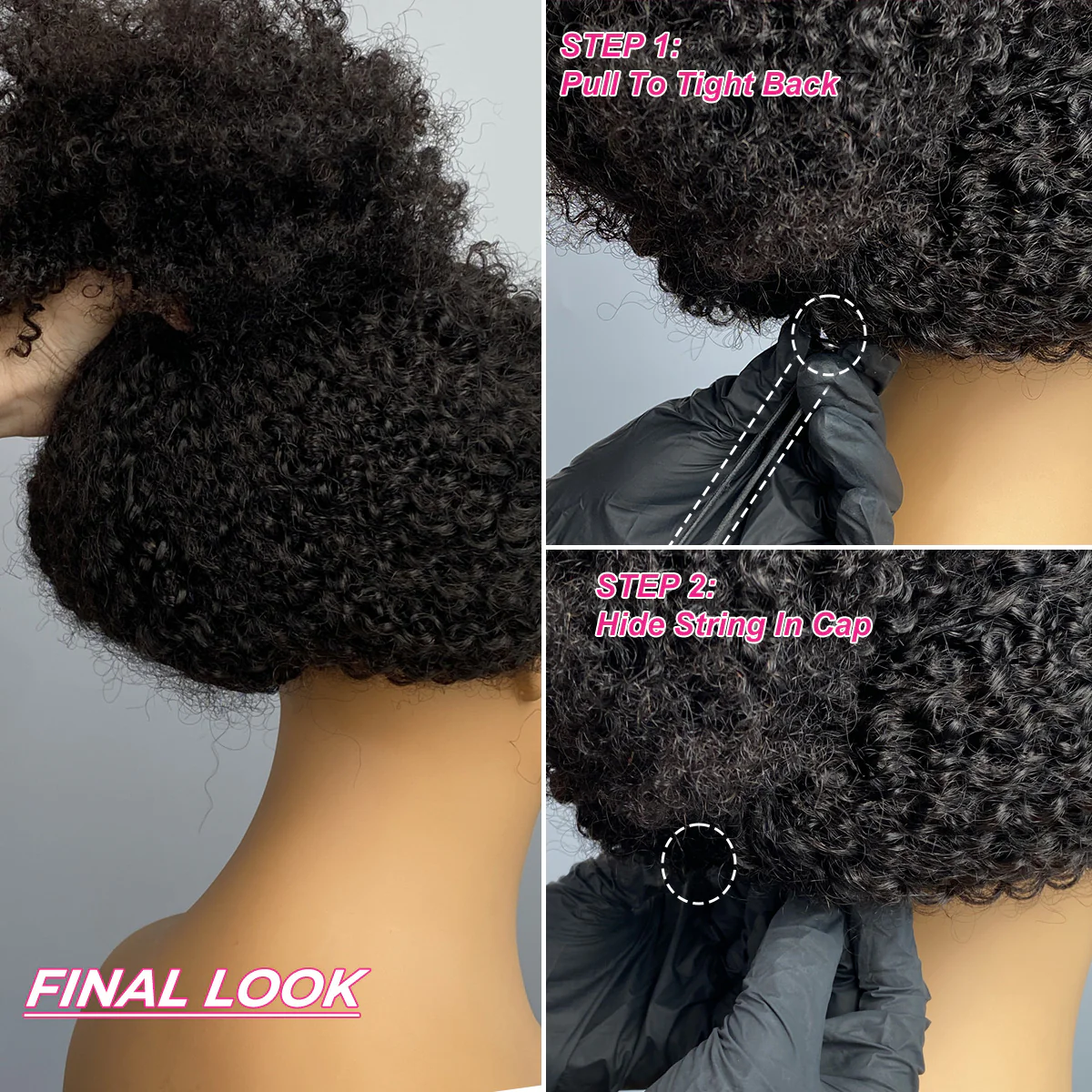 OhMyPretty V Part Afro Curly Wig Thin Part With Elastic Draw Strings G ...