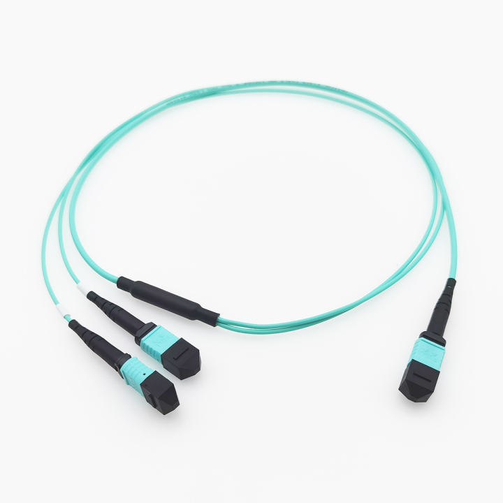 12-Fiber 1x MPO to 2x MPO Y Splitter Cable OM3 Multimode Fiber Cable