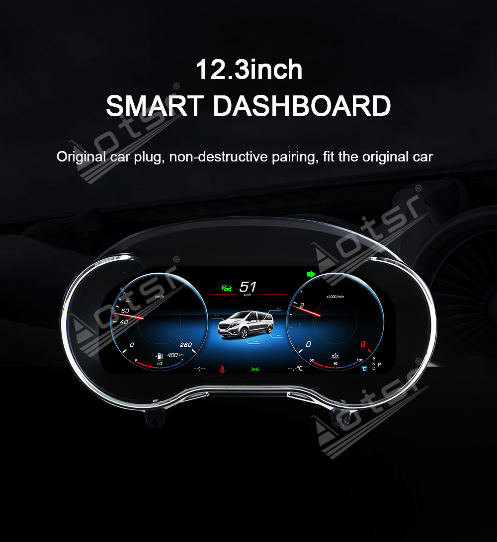 2 Din Dashboard Digital Cluster For Mercedes Benz GLC C Class W205 2016 ...