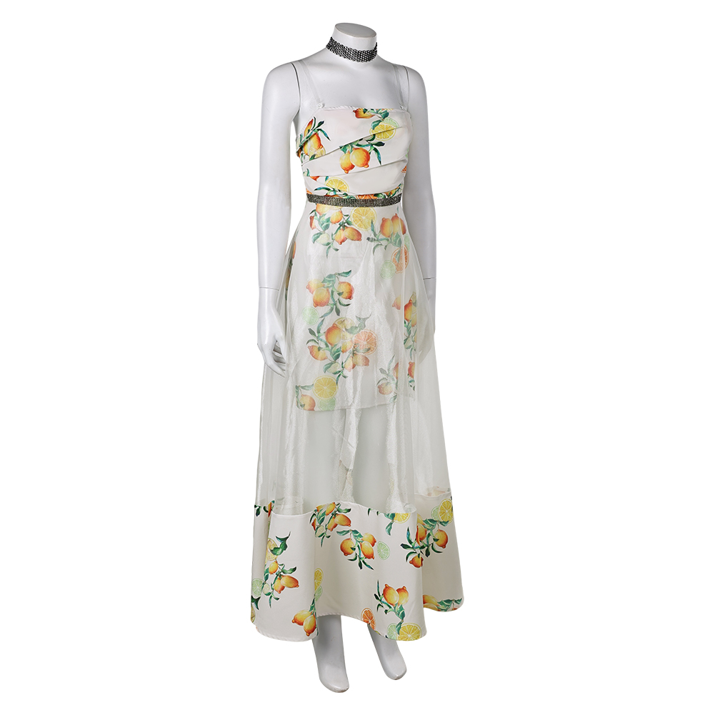 Final Fantasy Aerith Women Citrus Pattern Dress Outfits Halloween ...