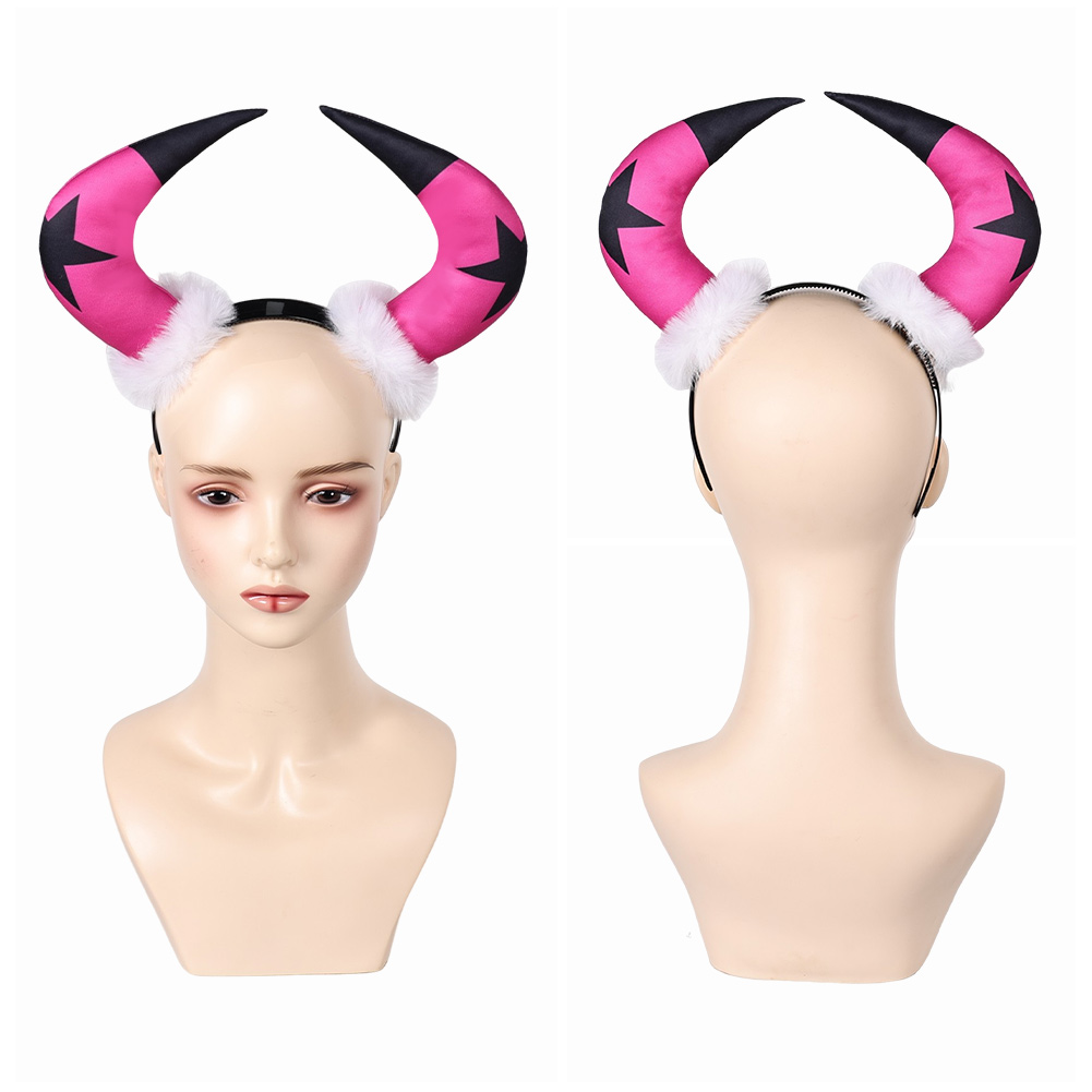 Helluva Boss Verosika Pink Star Horn Headband Halloween Carnival ...