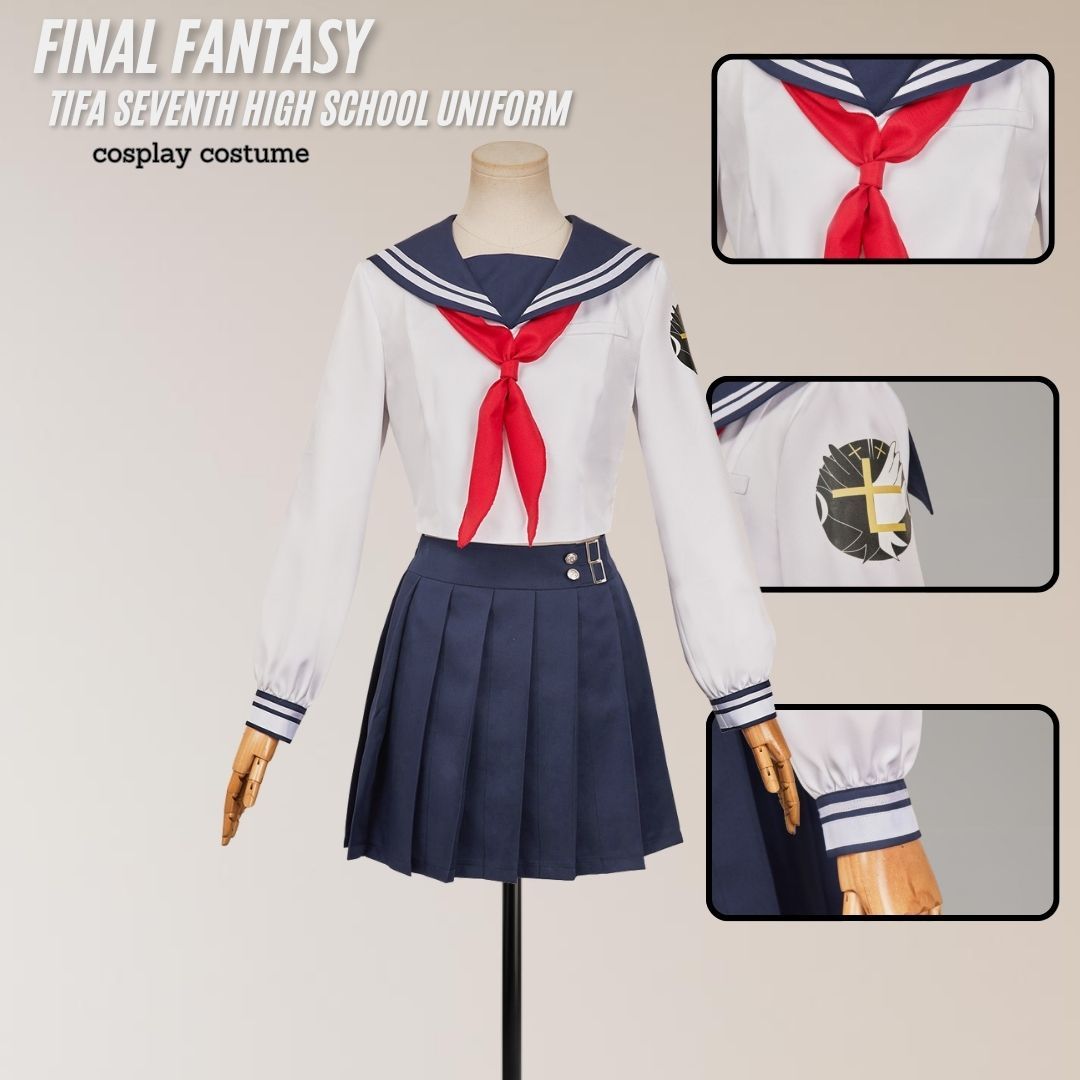 Final Fantasy VII Tifa Seventh High School Uniform JK Outfits Hallowee