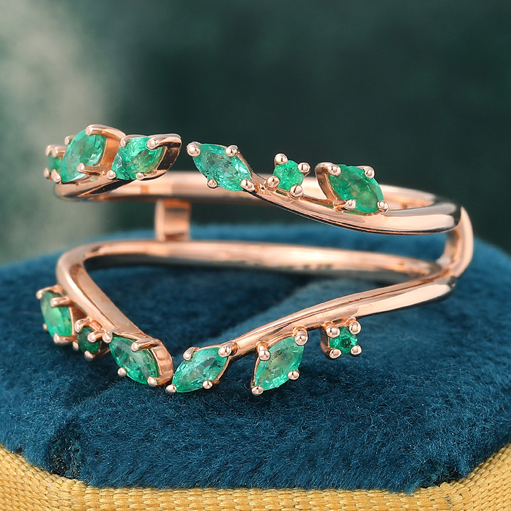 Rose gold emerald wedding band store