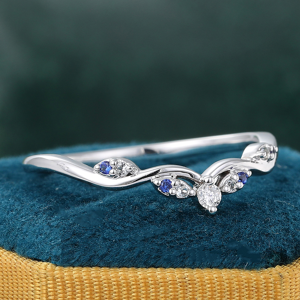Aquamarine curved wedding band store