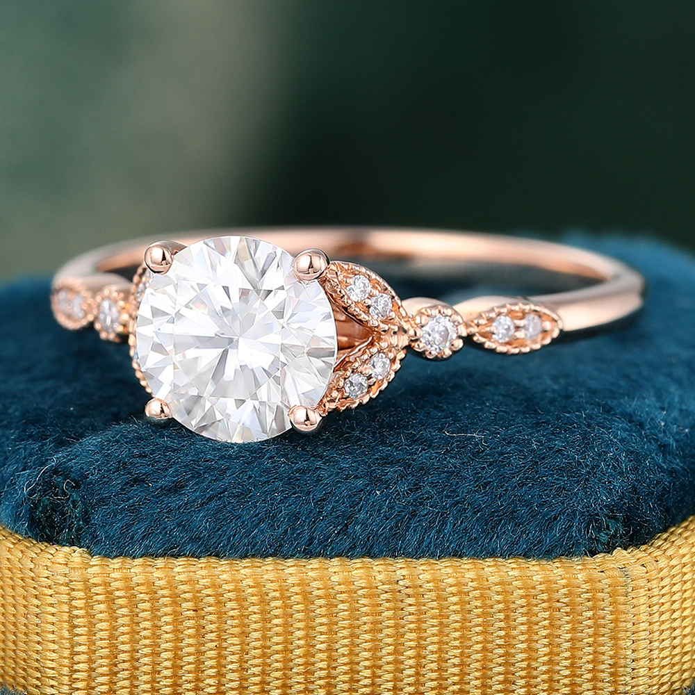 Round moissanite engagement ring store