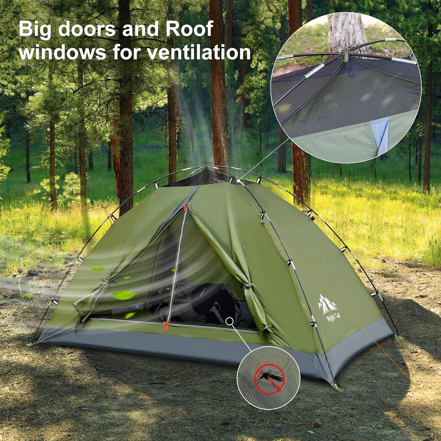 Night Cat Upgraded Rainproof Backpacking Tents for 1-2 Persons – Night ...