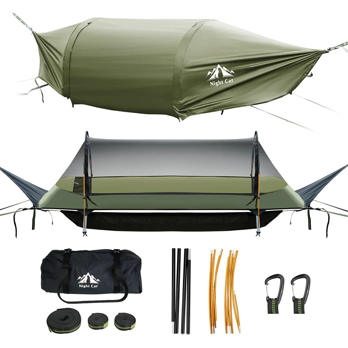 Night Cat Lay Flat Hammock Tent with Mosquito Net & Rainfly – Night Cat ...