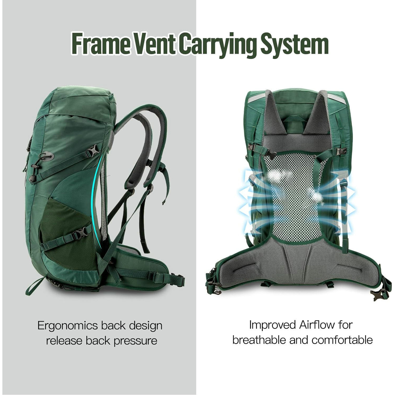 Night Cat Internal Frame Backpack: 30L Camping Backpack with Breathabl ...