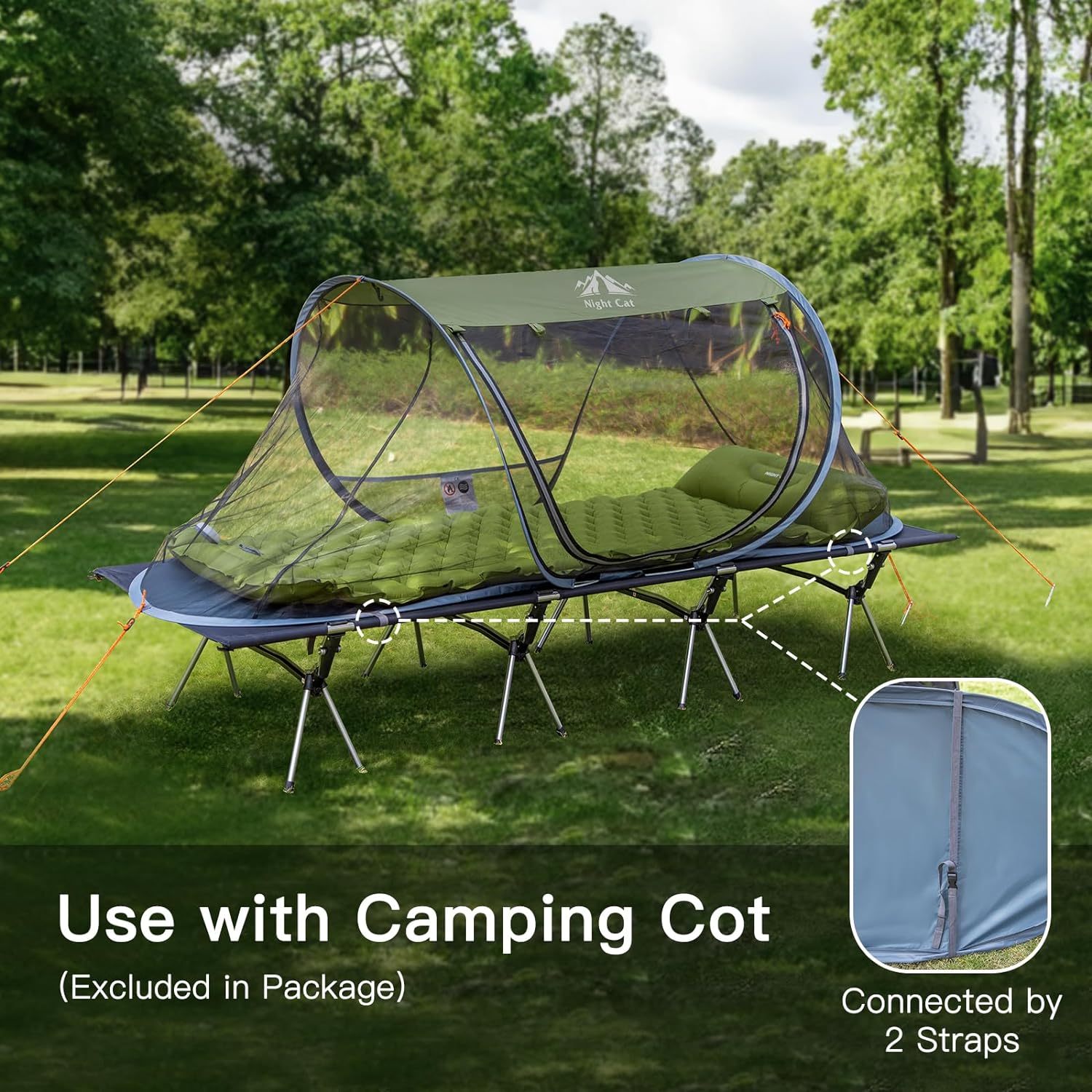 Night Cat Pop-up Mosquito Tent: 1 Person Camping Tent with Bug Screen ...
