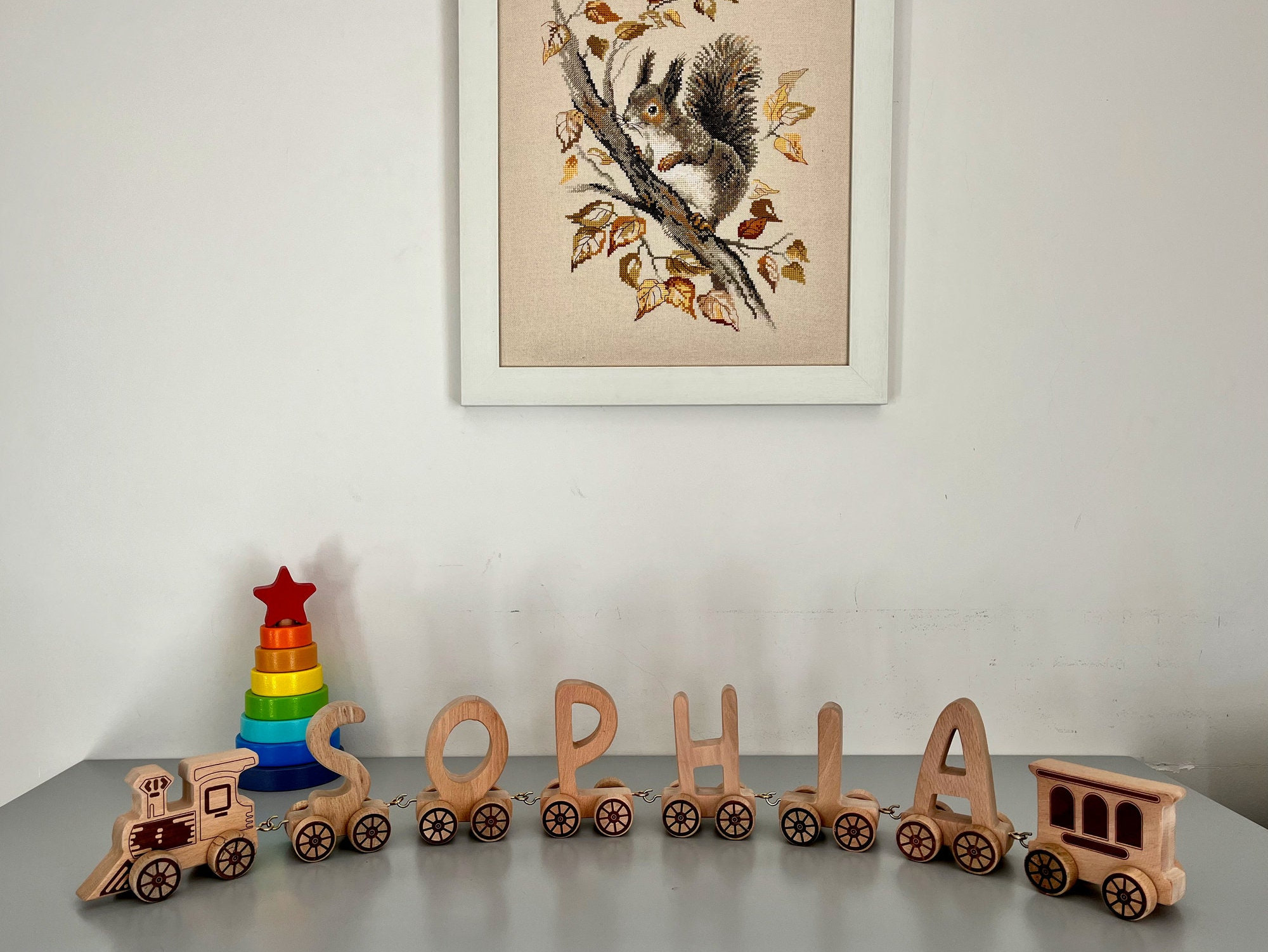 Wooden Alphabet Train-Personalized baby girl and boy gift – Humor Custom