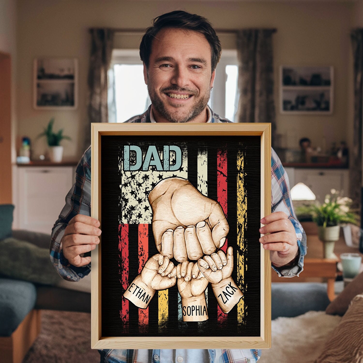Personalized Fathers Day Fist Bump Set, Custom Father's Day Wooden Sig ...
