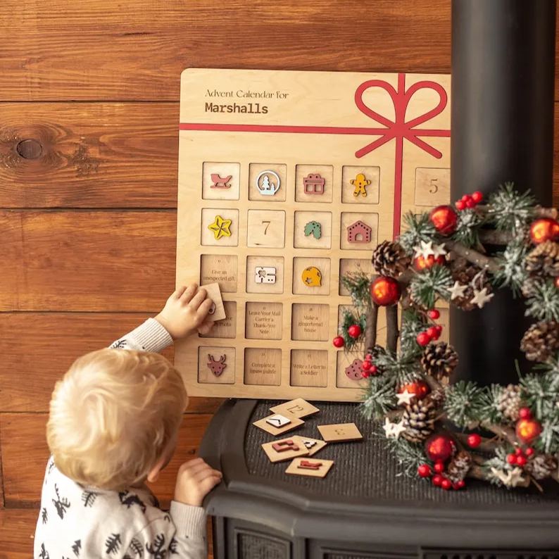 Custom Christmas Advent Calendar, 25 Days of Christmas, Wooden Advent ...