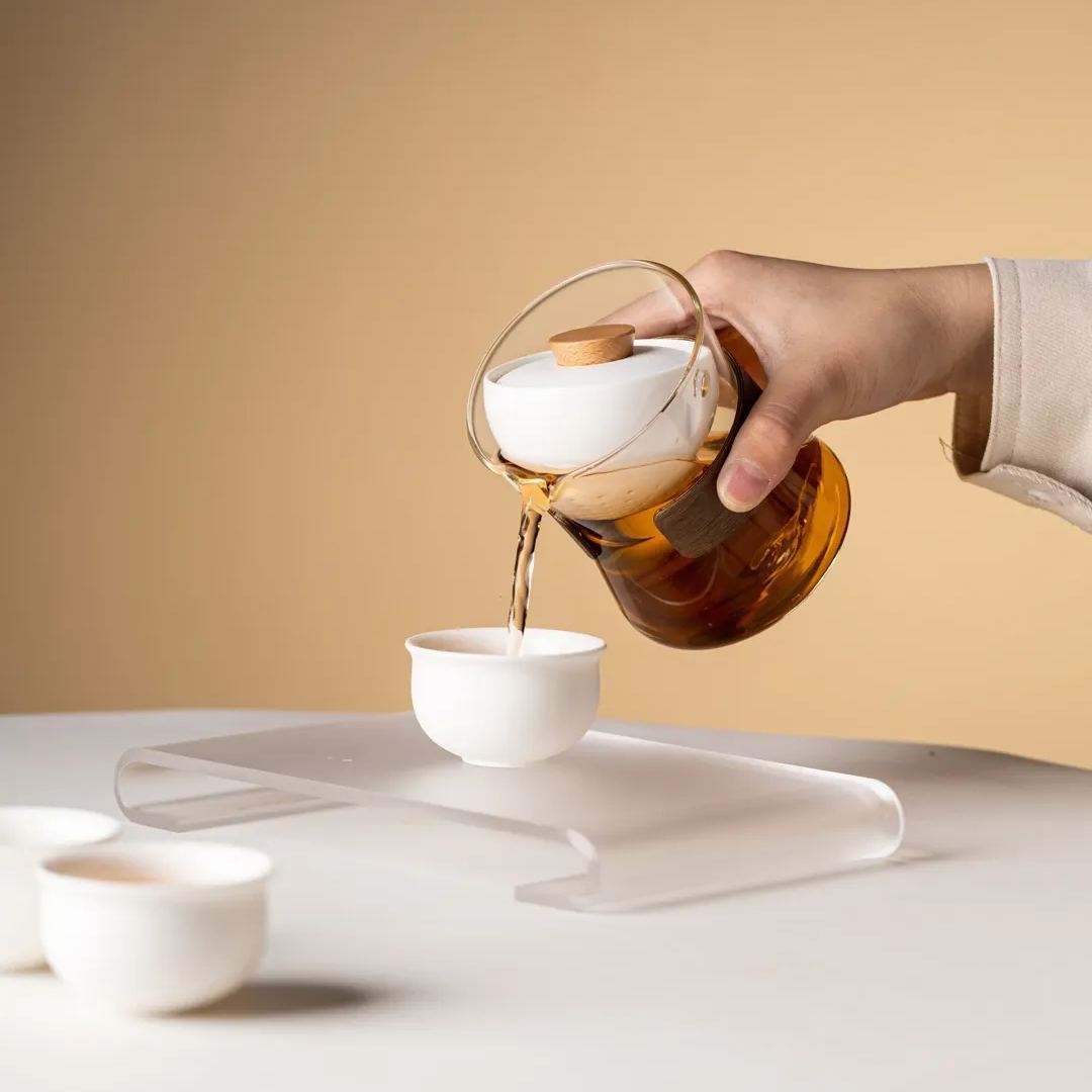 “Vortex Kit” - Heat-Resistant Glass Handled Teapot with Rotating ...
