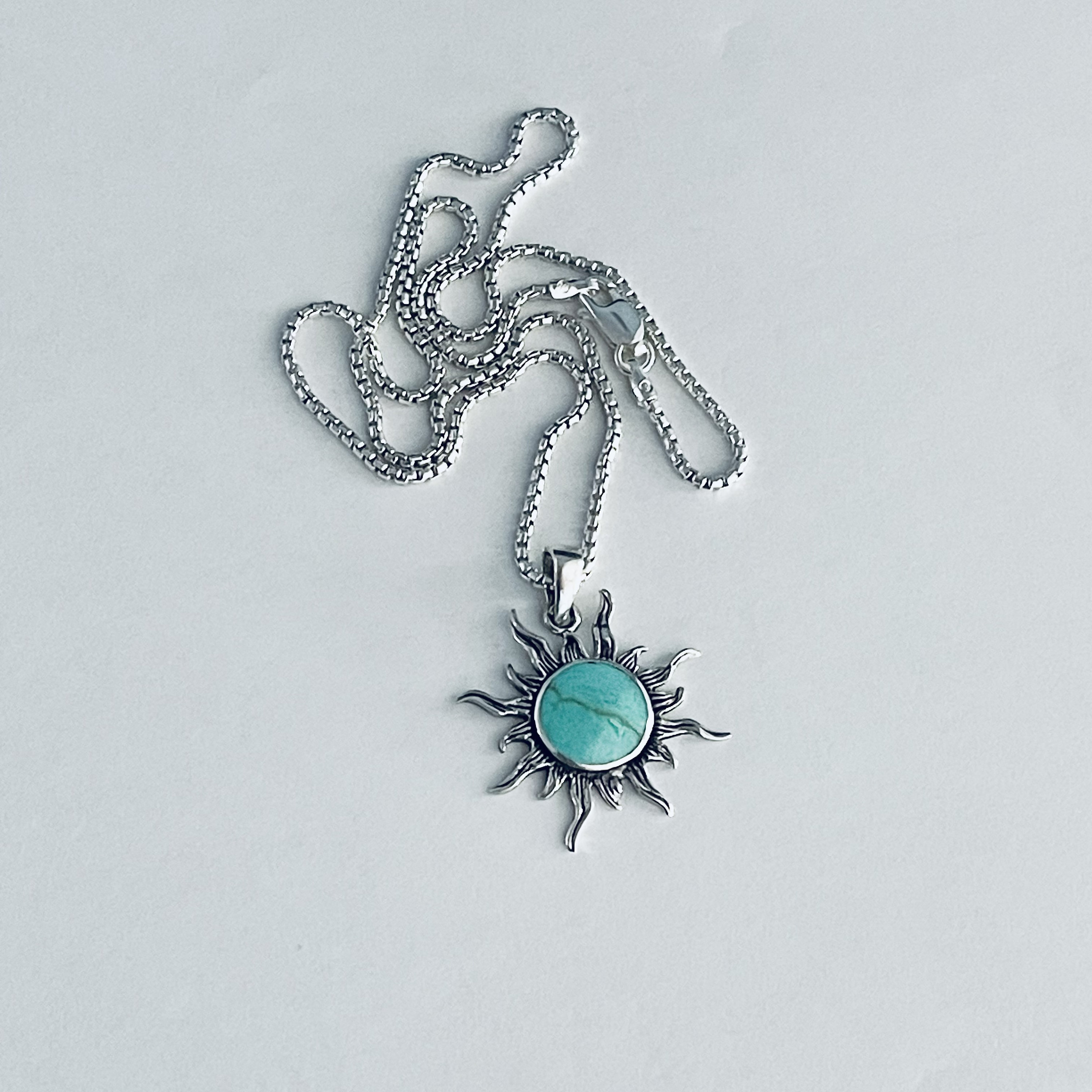 BLACK FRIDAY SALE 60% OFF Turquoise Sun Necklace
