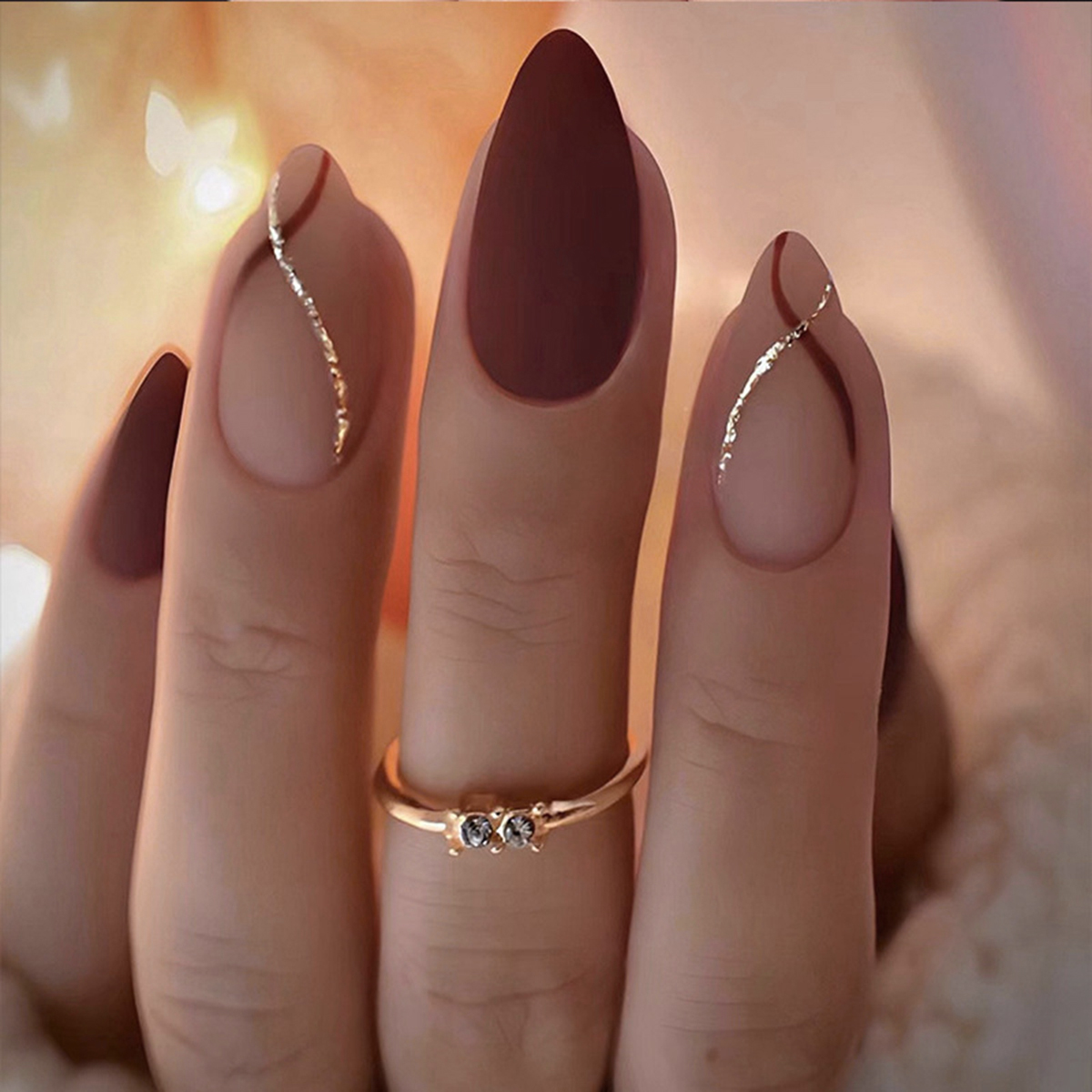 Gilded Velvet Red Nails