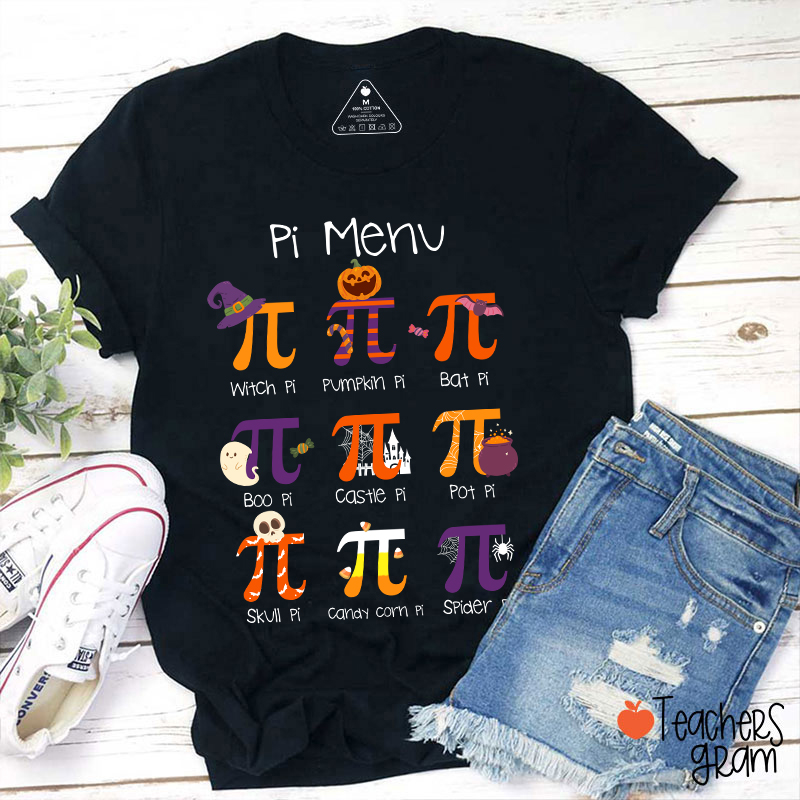 Pi Menu Halloween Teacher T-Shirt Sale-Teachersgram