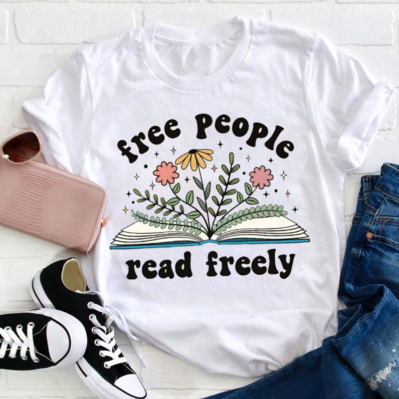 Teachergive | Free People Read Freely Teacher T-Shirt sale