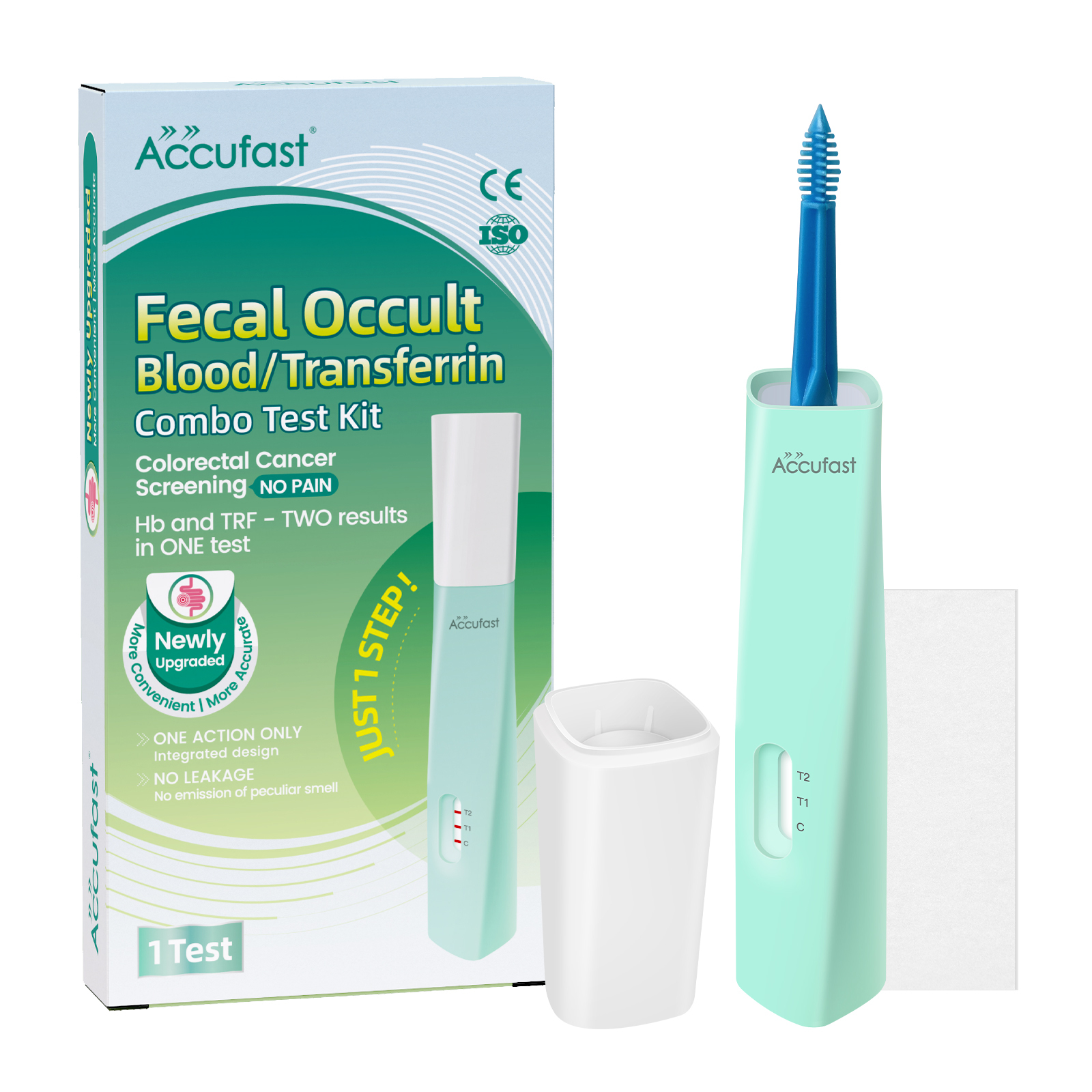 ACCUFAST Bowel Cancer Home Test Kit 2-in-1 FOB/TRF Colon Faecal ...