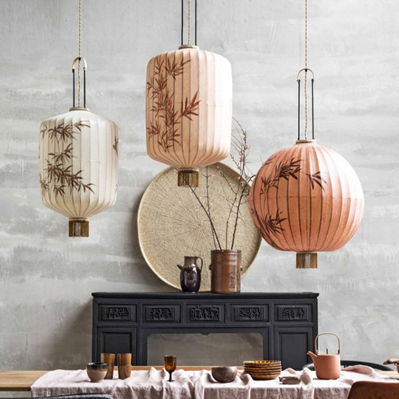 Bamboo Pattern Fabric Chinese Style Pendant Light - Labpiecesign ...