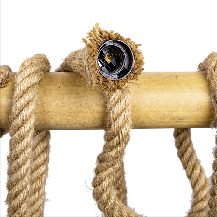 Industrial Vintage Wood Pendant Light with Rope Decoration – LabPieceSign