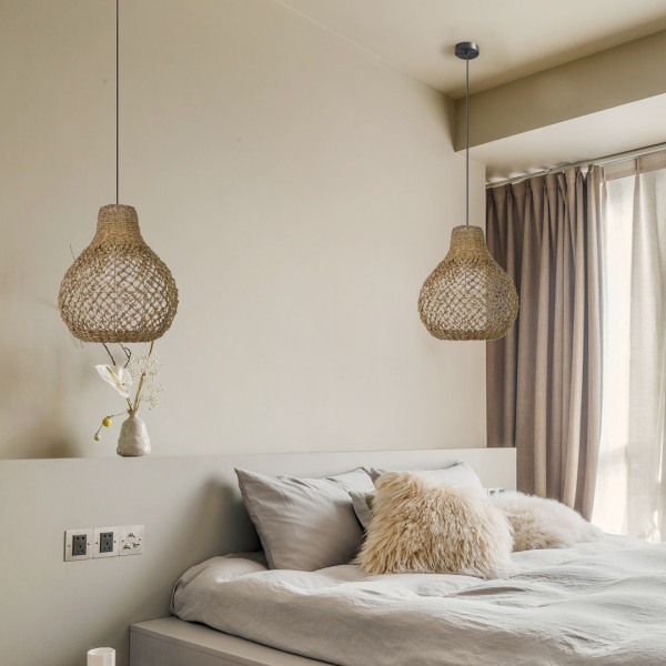 Handmade Natural Seaweed Hanging Lights Crafts Lampshade-labpiecesign