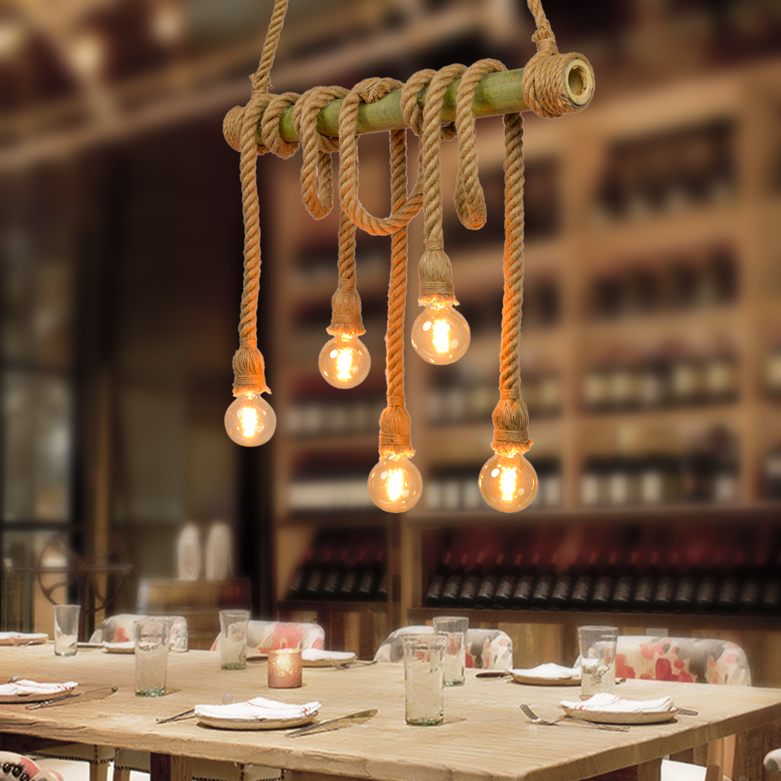 Creative Vintage Bamboo Hemp Rope Pendant Lamp-labpiecesign