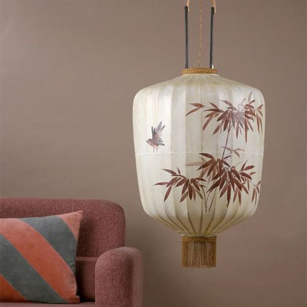 Bamboo Pattern Fabric Chinese Style Pendant Light-labpiecesign