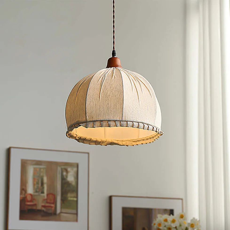 Farmhouse Pendant Light: American Pastoral Style Linen Cotton ...