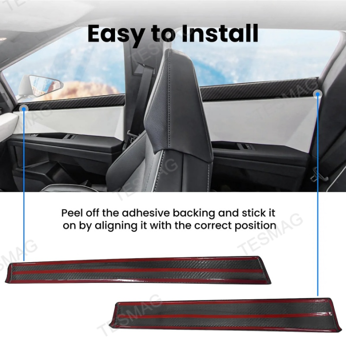 Carbon Fiber Front & Rear Door Panel Upper Trim Covers for Tesla ...