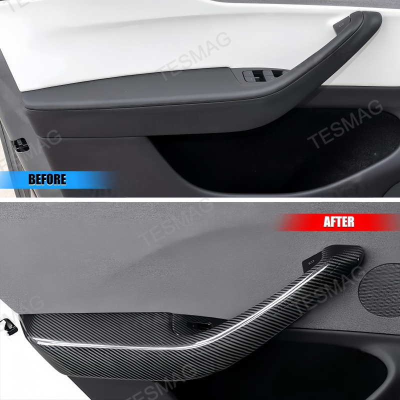 Carbon Fiber Lower Door Armrest Covers for Tesla Model Y Juniper 2025 ...