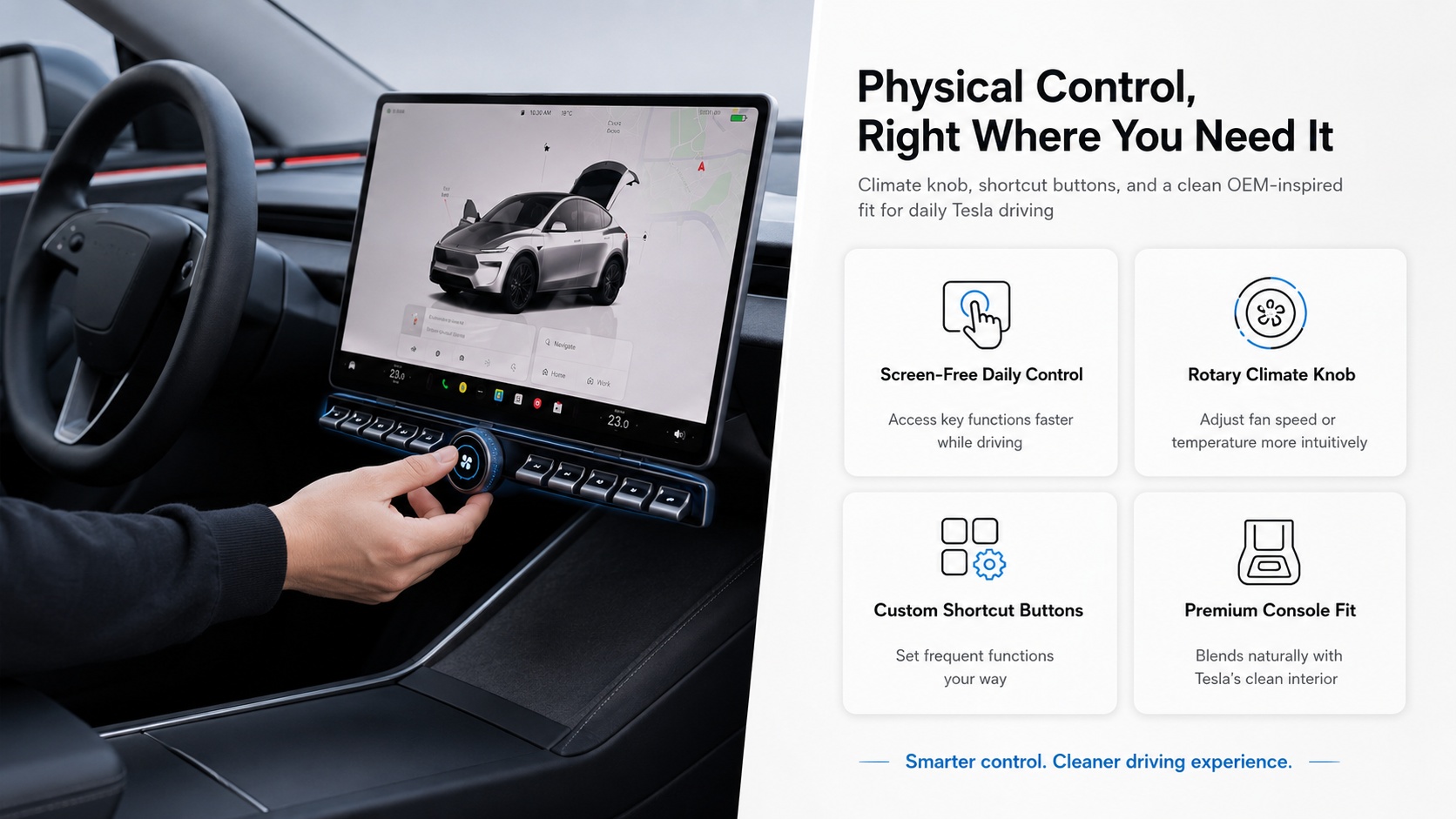 Smart Physical Button Controller with Rotary Climate Knob for Tesla ...