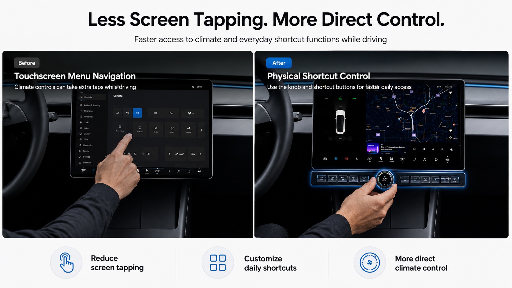 Smart Physical Button Controller with Rotary Climate Knob for Tesla ...