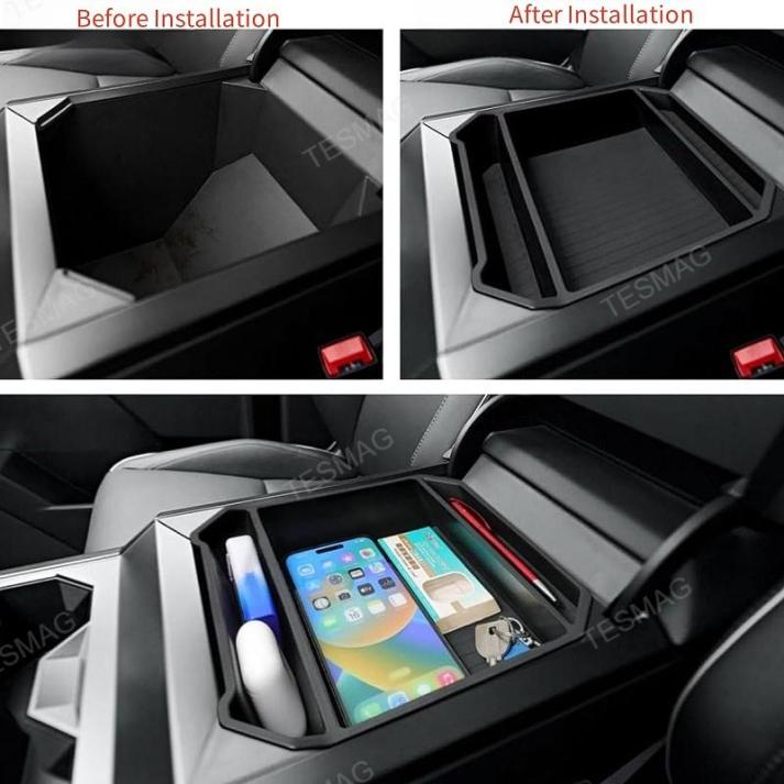 Tesla Cybertruck Armrest Box Organizer/Center Lower Box Organizer/Glov ...