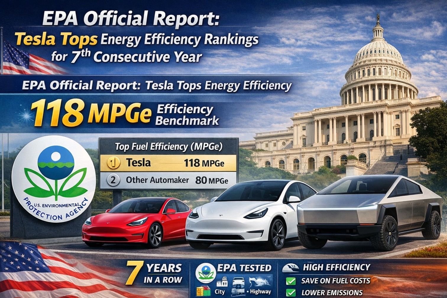 Tesla Dominates EPA Fuel Economy Guide for 7th Straight Year: A ...