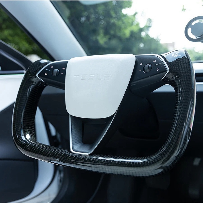 Tesla Model 3 Highland Yoke Steering Wheel With Full Real Carbon Fiber ...
