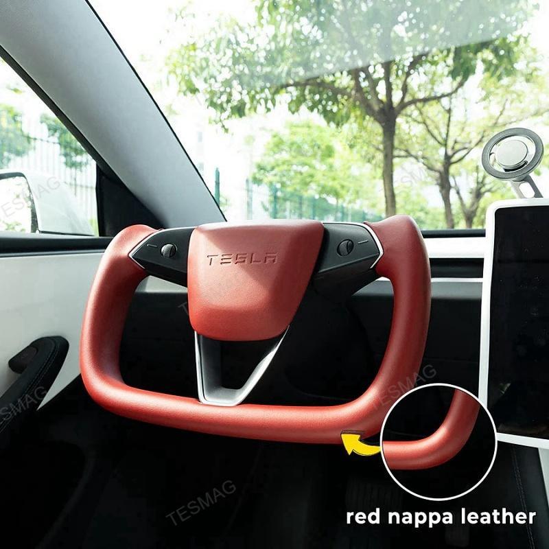 Tesla Model 3 Highland/Y Juniper Yoke Steering Wheel With Full Red Nap ...