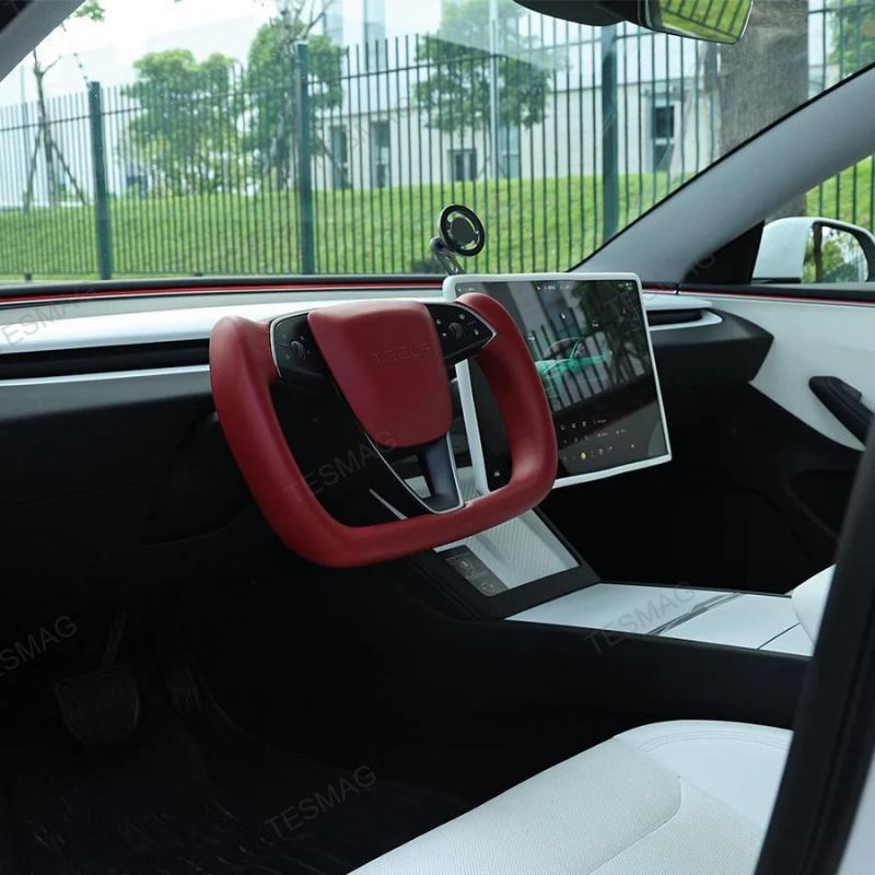 Tesla Model 3 Highland/Y Juniper Yoke Steering Wheel With Full Red Nap ...