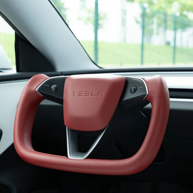 Tesla Model 3 Highland/Y Juniper Yoke Steering Wheel With Full Red Nap ...