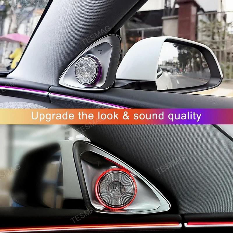 Tesla Model 3/Y/3Highland 4D Rotating Tweeter with LED Ambient Lightin ...