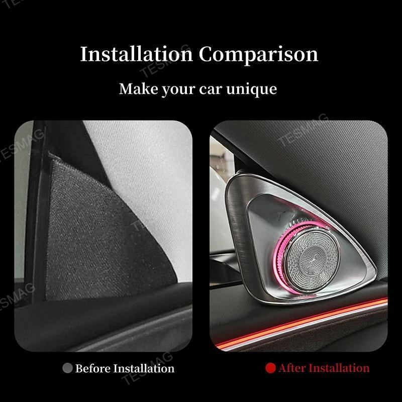 Tesla Model 3/Y/3Highland 4D Rotating Tweeter with LED Ambient Lightin ...