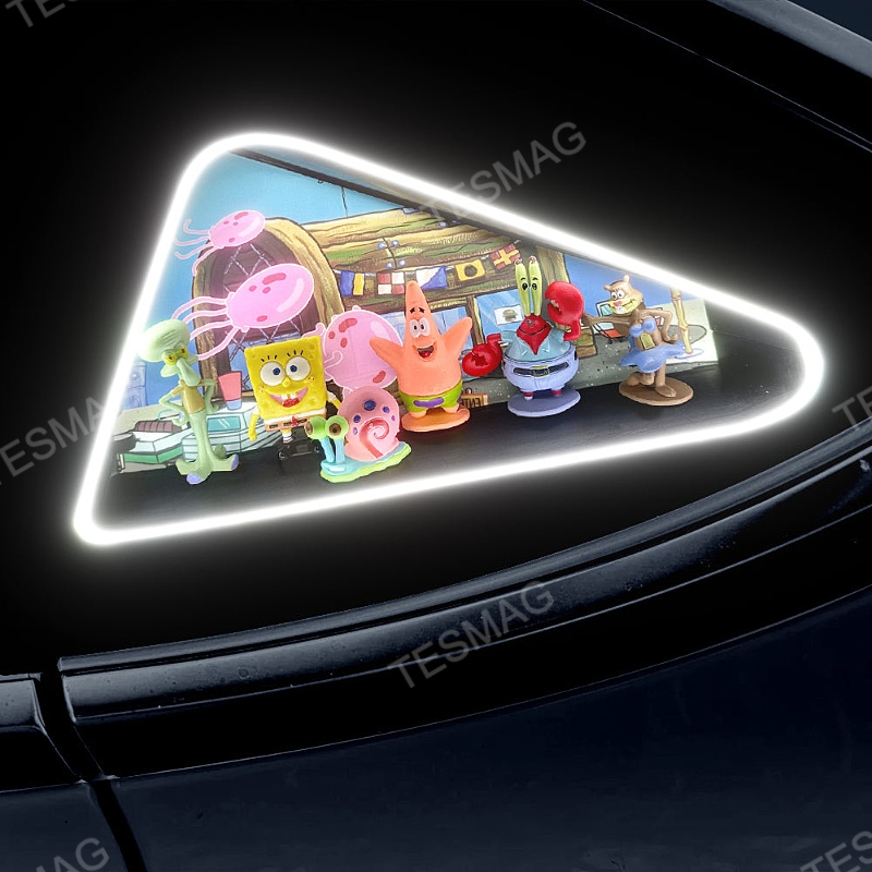 Tesla Model 3/Y/3 Highland Triangle Window Ambient Light‐SpongeBob Squ ...