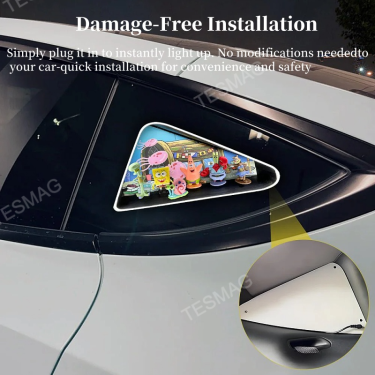 Tesla Model 3/Y/3 Highland Triangle Window Ambient Light‐SpongeBob Squ ...