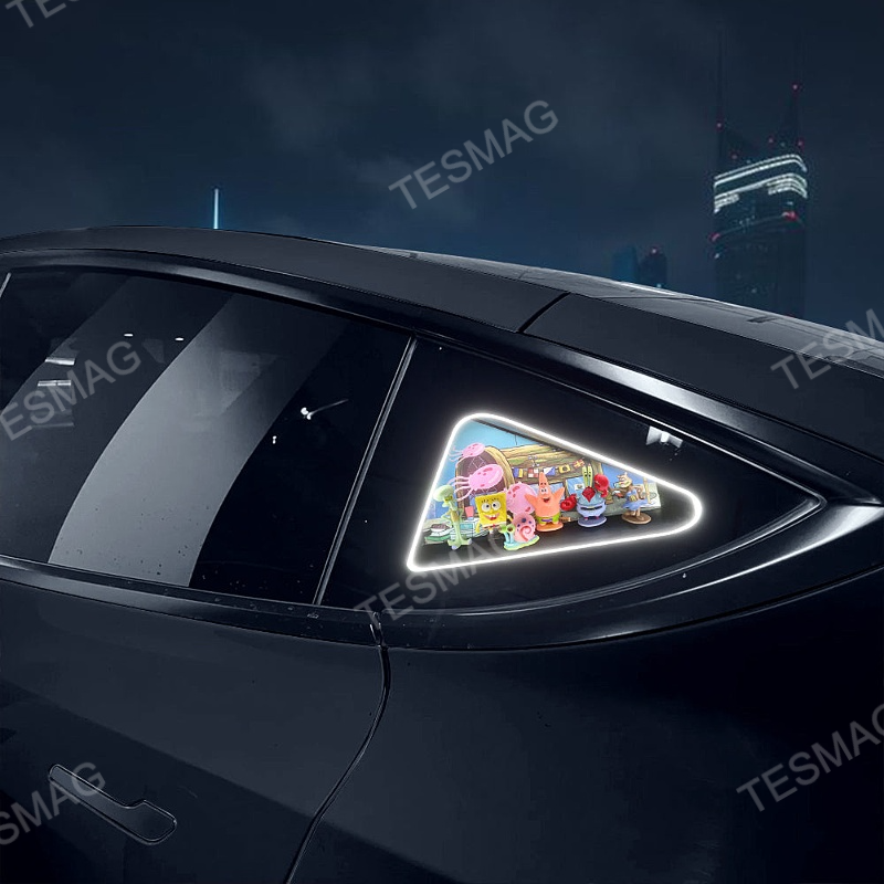 Tesla Model 3/Y/3 Highland Triangle Window Ambient Light‐SpongeBob Squ ...