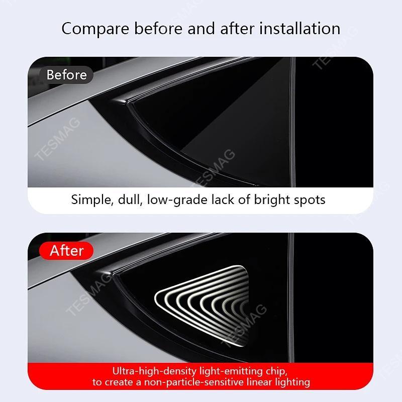 Tesla Model 3/Y/ Model 3 Highland Triangle Window Ambient Lighting (2 ...