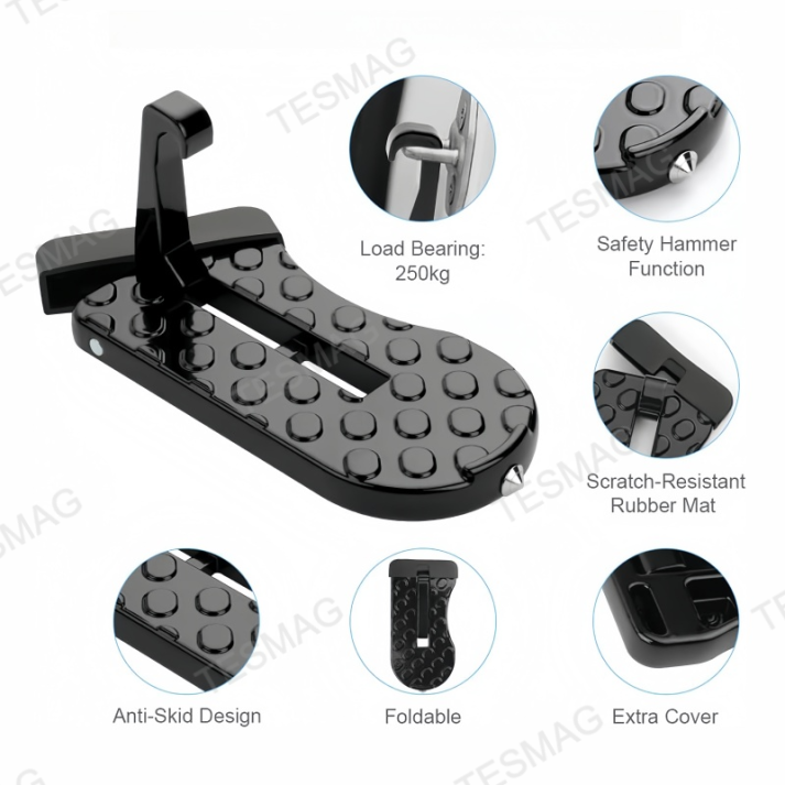 Universal Foldable Car Door Step With Emergency Hammer Function – TESMAG