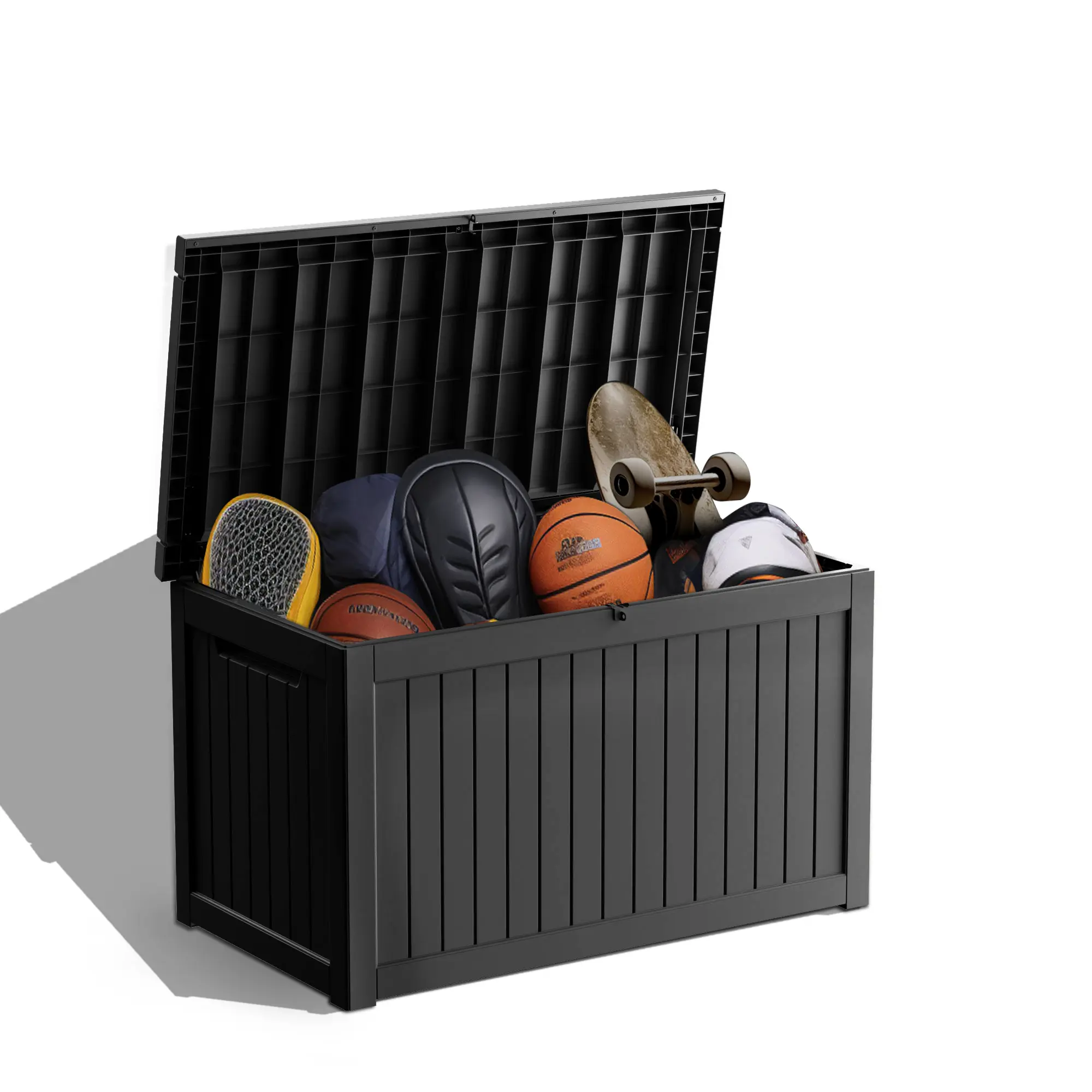 230 Gallon Large Resin Deck Box Outdoor Storage Container with Hydraul
